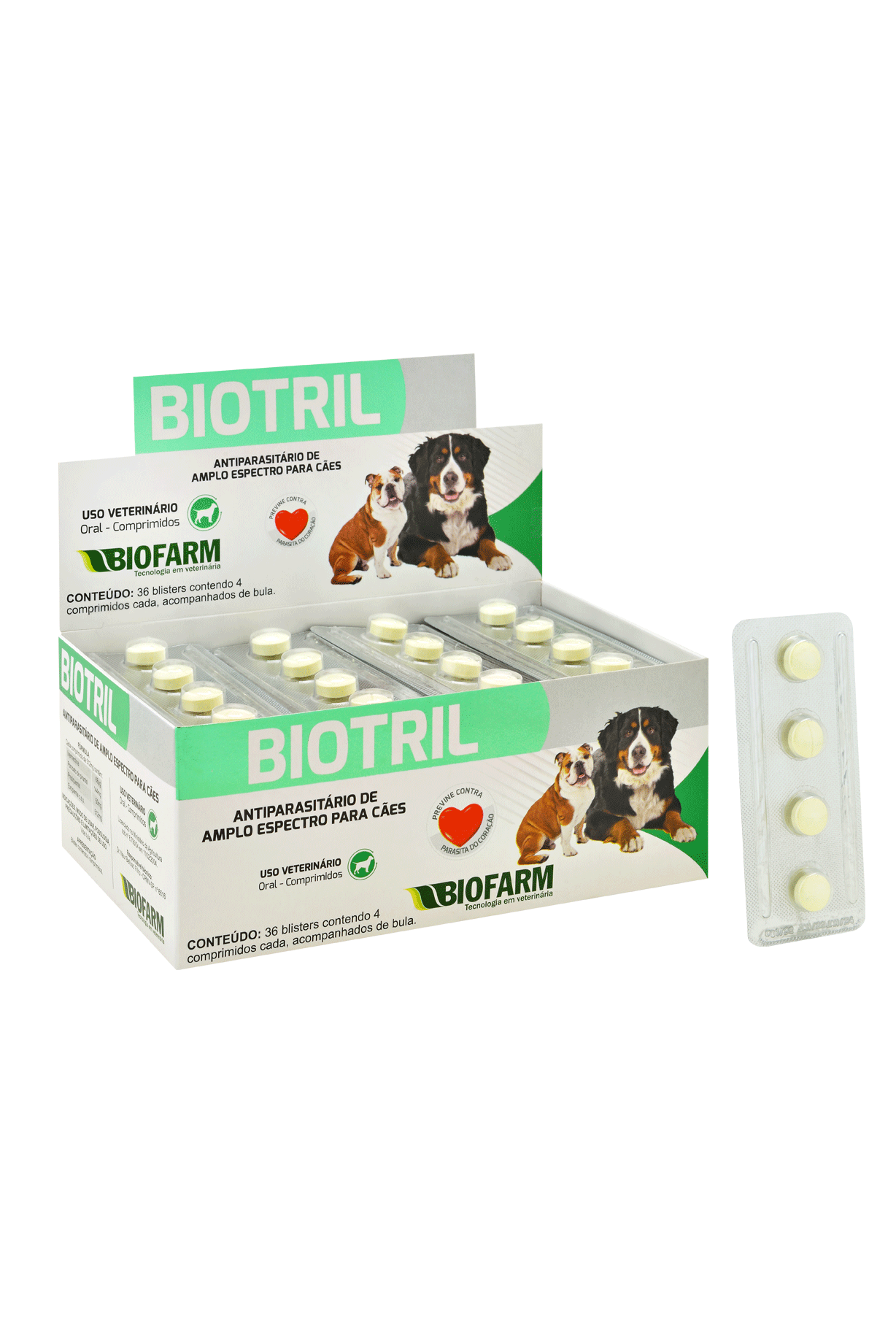 ANTIPARASITÁRIO DE AMPLO ESPECTRO PARA CÃES BIOTRIL 4 COMPRIMIDOS ...